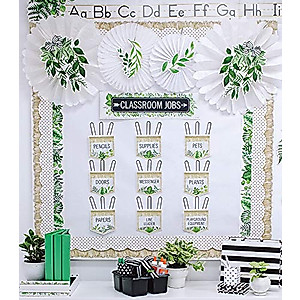 Schoolgirl Style Simply Boho Mini Bulletin Board Set—Job Assignment Pockets and Student Cutouts for Classroom Tasks, Roles and Responsibilities (46 pc) (110509)
