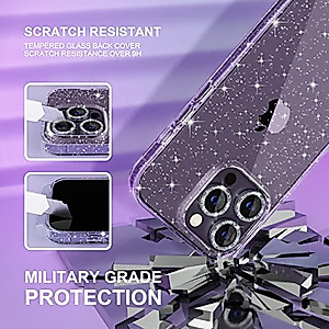 Choiche Compatible for iPhone 14 Pro Max Case Cute, Women Clear Glitter Bling Sparkly Case, [3 x Diamond Camera Lens Protectors] [2 x Tempered Glass Screen Protectors] 6.7-inch (Glitter Clear)