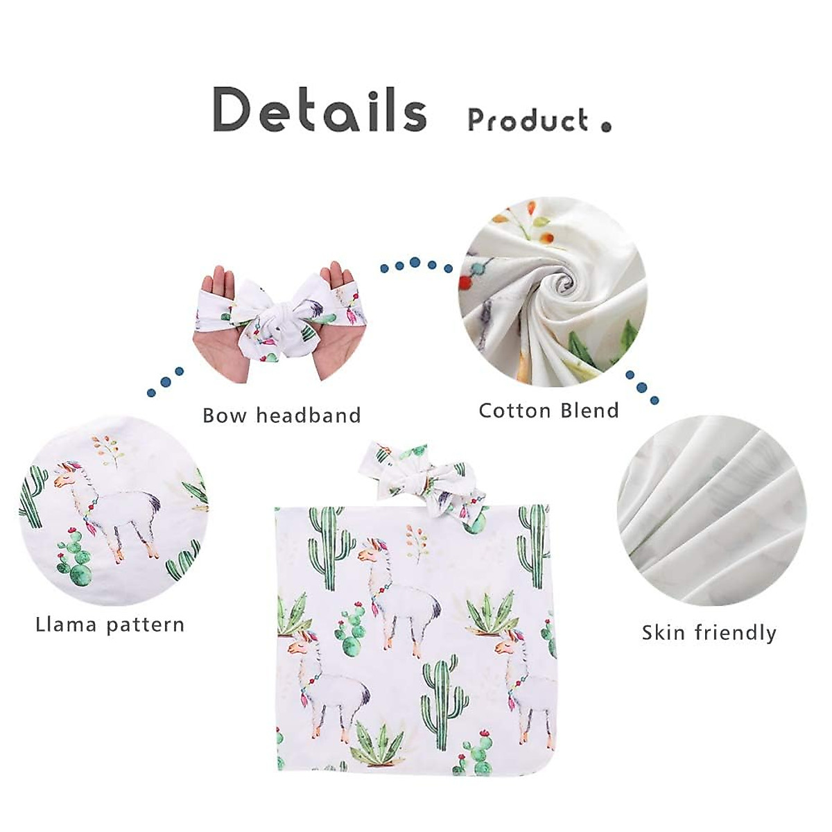 PROBABY Newborn Swaddle Blanket Baby Receiving Blankets Cactus & Llama Print Swaddle Sack Wrap Unisex Newborn Clothes for Baby Boy Girl 0-3 Months