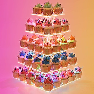 YestBuy 3 Tier Shelf Cupcake Stand (Pink) + 5 Tier Premium Cupcake Holder(Colorful)