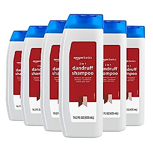 Amazon Basics 2-in-1 Dandruff Shampoo and Conditioner for Men, Smooth Spice Scent, 14.2 Fluid Ounces, Pack of 6