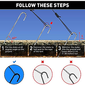 Tent Pegs Heavy Duty Extra Strong Galvanized Tent Stakes 12 inch Steel Tent Pegs for Garden Fence Sand