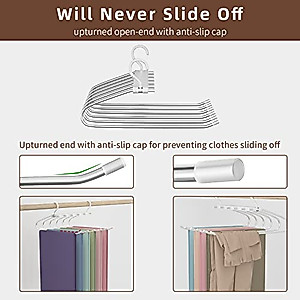 2 Pack Pants Hangers Space Saving - 6 Tier Multi Functional Pants Rack for Hanging Pants,Scarf,Jean,Clothes - Folding Collapsible Hangers for Closet Organizer,Non-Slip Multiple Hangers for Men Women