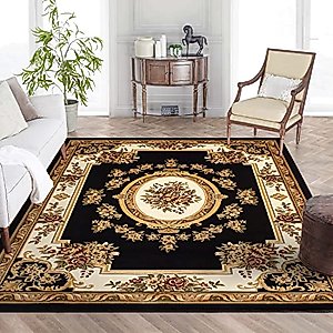 Well Woven Timeless Le Petit Palais Traditional Medallion Black Area Rug 6'7" x 9'3"
