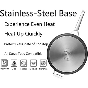 MsMk Nonstick Deep Frying Pan, 4.5 Quart Saute Pan with lid, Stay-Cool Handle, Smooth Bottom, PFAS Free Non-Toxic, Oven safe to 700℉,11 inch, Induction, Ceramic and Gas Cooktops