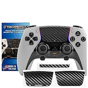 Skin Compatible with Dualsense Edge - TouchProtect Cover to Protect, Add Style, & Enhance Your PS5 Dualsense Controller's Trackpad with Texture! (Carbon Fiber - Black)