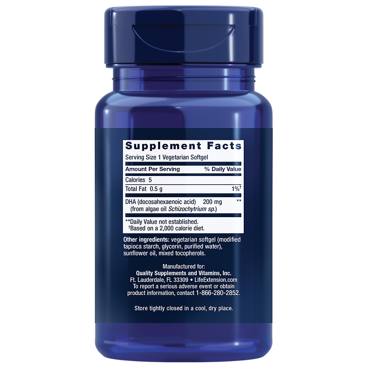 Life Extension Vegetarian DHA - Algae Plant based Omega3 Fatty Acid DHA Supplements for Eye, Brain & Heart Health Support for Adult and Kids - Gluten-Free, Vegetarian, Non-GMO - 30 Softgels