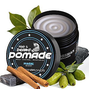 Bossman Hair & Beard Pomade - All Day Hold, Control and Moisturizing Hair, Beard and Moustache Styling Product - Natural Strong Hold Pomade - Made in USA (Magic Scent)