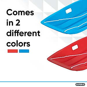 Superio Toboggan Snow Sleds for Kids and Adults, 35" Long (2 Pack) Plastic Sled with 2 Handles and a Pull Rope, Winter Snow Fun(Red and Blue)