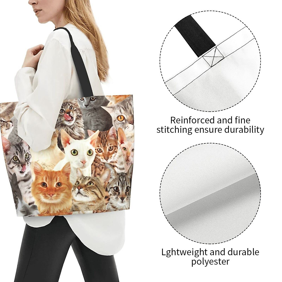 AMAPARK Custom Tote Bag Handbag Shopping Bag Add Your Photo Text Logo Image Shoulder Bag for Work Travel Business Shopping - Black