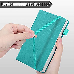 Pocket Notebook Notepad,3.5" x 5.5" 120GSM Thick Ruled Paper PU Leather Hardcover Small notepads Mini Journal Dairy with Pen Holder,Inner Pocket,Elastic Closure- (2 Pack) Blue
