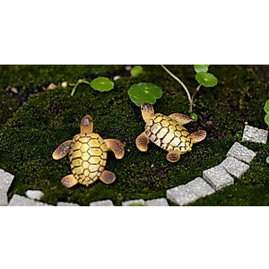 SunRise 6pcs Resin Cute Beach Sea Turtle Miniature Figurine Status Micro Landscape Decorations Fairy Gardens Dollhouse DIY Ornaments Decor