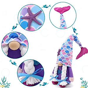 Upltowtme Mermaid Gnomes Couple Gnomes Christmas Birthday Gifts Beach Elf Dwarf Mermaid Handmade Scandinavian Home Ornaments Collections Farmhouse Decorations Set of 2