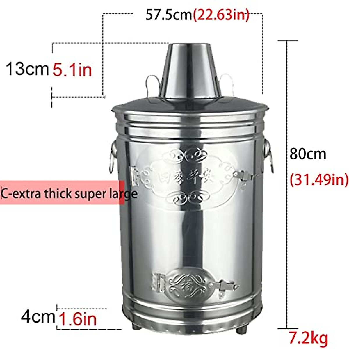 OM-PDD Large Outdoor Trash Incinerator Burn Barrell, Stainless Steel Burn Barrel Incinerator Cage, Incinerator Barrel for Yard Waste/Toilet/Garden/Trash/Paper 12-61Gallon1, ilver