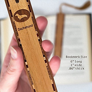 Dog Bookmark - Dachshund Engraved Wooden Bookmark with Tassel - Made in USA - Also Available Personalized