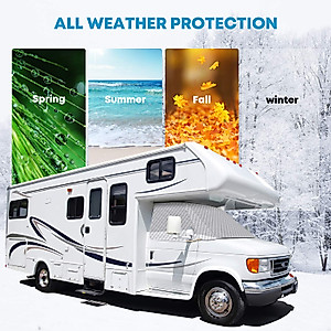 COOLTOP RV Windshield Cover for Class C Ford E450 1997-2020, RV Front Window Cover Motorhome Windshield Sunshade Cover with Mirror Cutouts
