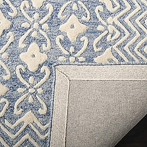 SAFAVIEH Blossom Collection 4' x 6' Blue/Ivory BLM114M Handmade Premium Wool Area Rug