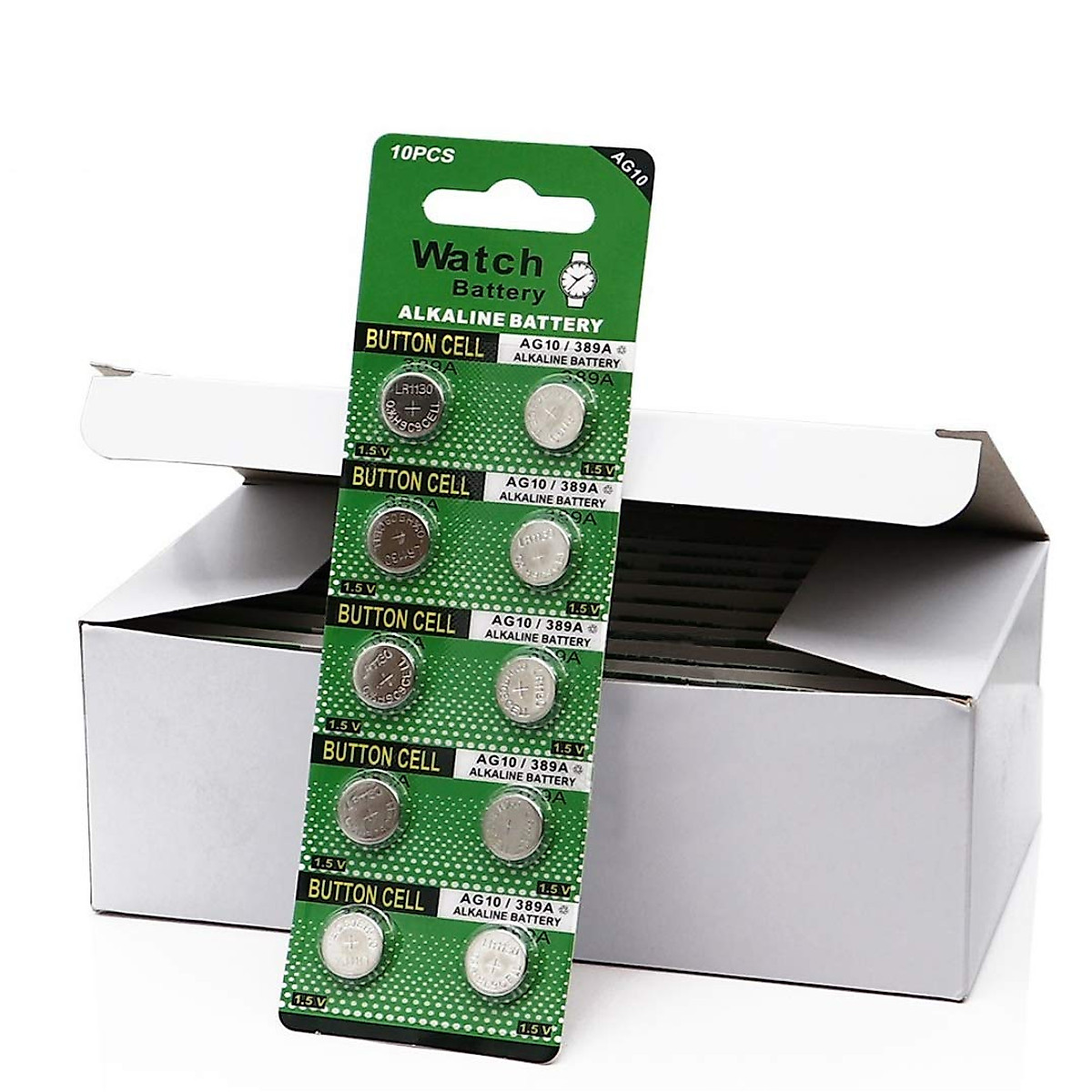 Cotchear 20pcs 1.5V AG10 Alkaline Button Battery 189 389 AG10 LR1130 LR54 V10GA Battery Alkaline Button Coin Cell Batteries