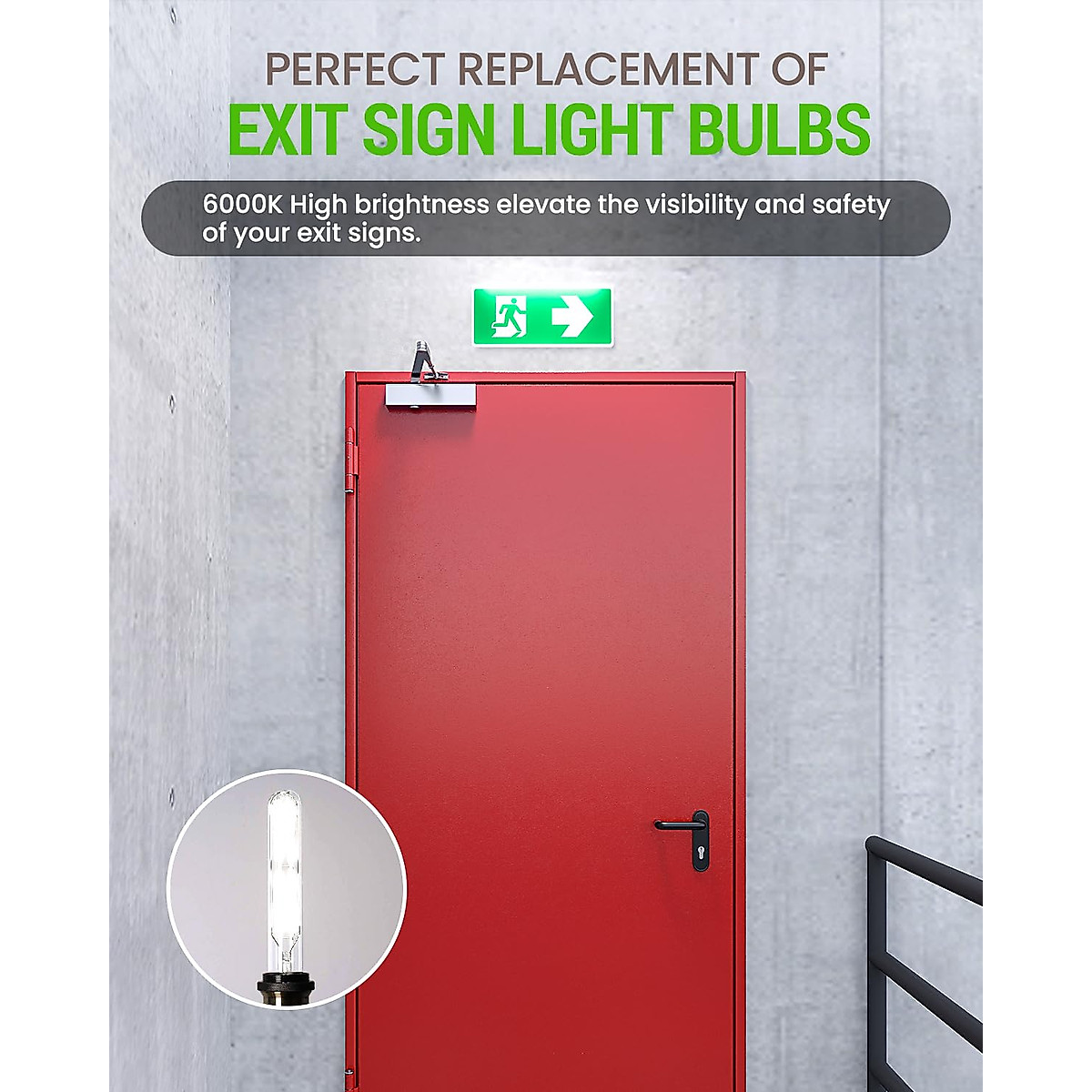 TobeBright T6.5 LED Exit Sign Light Bulbs,2W Refrigerator Light Bulb,20W T6.5 120V Intermediate Base E17 Clear Appliance Bulb Equivalent,for Refrigerator Freezer,Daylight 6000K(2-Pack)