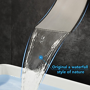 SKOWLL Wall Faucet Waterfall Faucet Modern Bathroom Vanity Sink Faucet Wall Mount Bath Mixer Set with Single Handle, Brushed Nickel