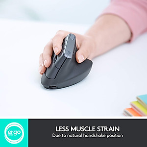 Logitech MX Vertical Wireless Mouse, K350 Wireless Wave Keyboard - Graphite & Black, 4000 DPI, 10m Range, 4 Month Battery, Ergonomic, Rechargeable, Ambidextrous, Windows & MacOS Compatible