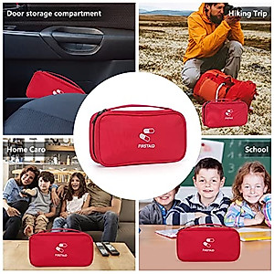 FYY Empty First Aid Bag, Red First Aid Bag Empty Portable Medical Organizer Bag for Traveling,Camping,Hiking,Home,Office-Red