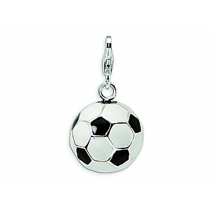 Adornica Diamonds Amore LaVita Sterling Silver Enamel Soccer Ball Lobster Clasp Bracelet Charm