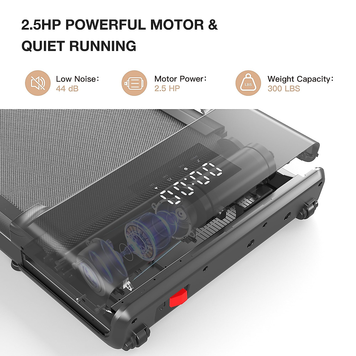 MJWW Walking Pad, 300lbs Treadmill Under Desk with 2.5HP Motor, Walking Pad Treadmill for Home and Office, Installation-Free Standing Desk Treadmill with Remote Control, LED Display (Black BA01)