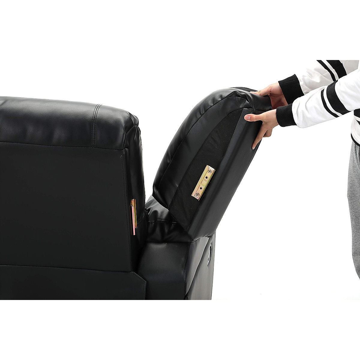 LCH Modern Upholstered L-Shape Sectional Sofa Reclining, PU Leather Extra Wide Lounge Couch with 2 Consoles,4 Cup Holders and Storage,Fabric Sofá for Living Room Apartment, Black Large