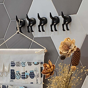Dog Tail Shape Key Holder Adhesive Hooks Key Hooks Coat Hooks Utility Hooks Decorative Wall Hooks for Kitchen Office Room Bathroom Bedroom(Black)
