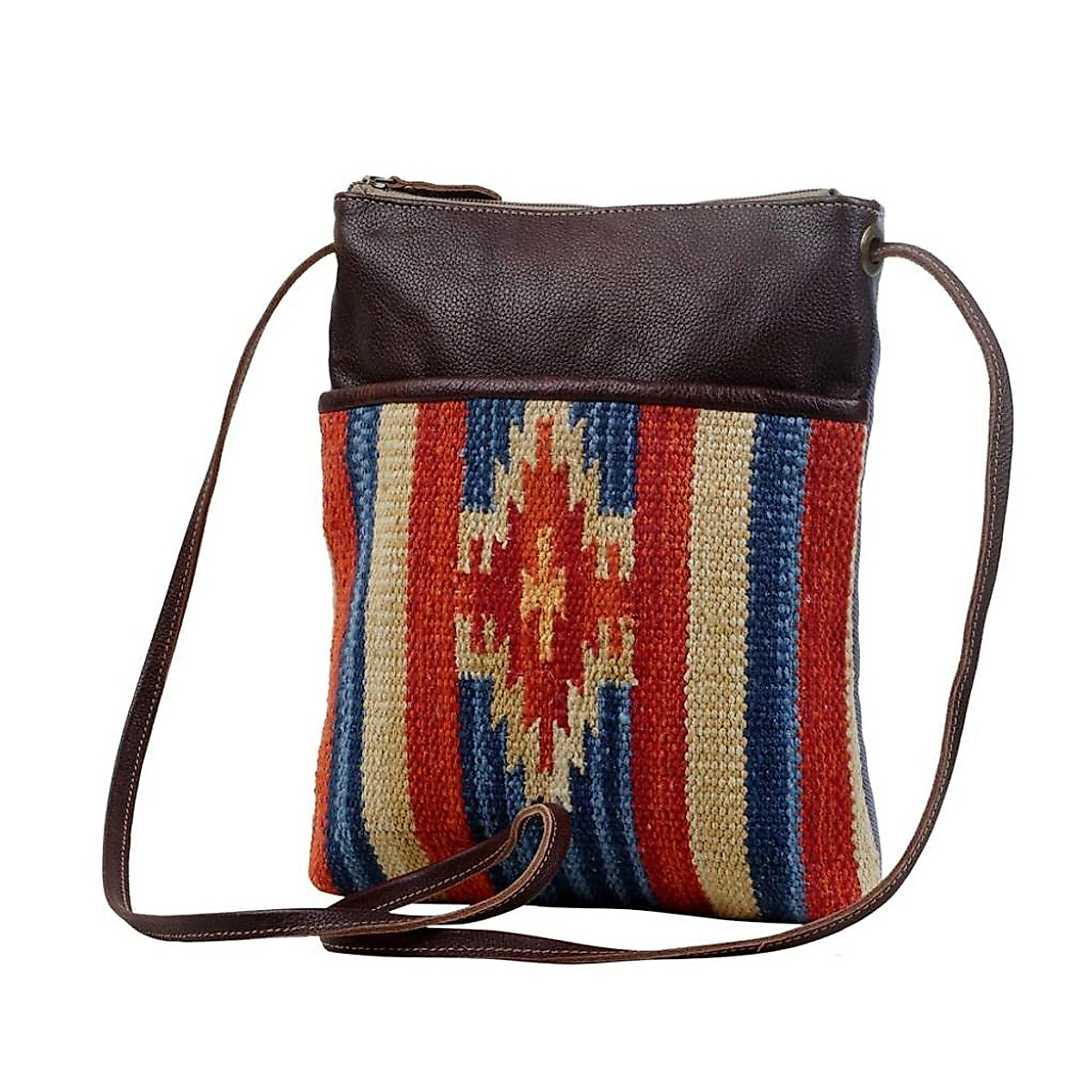 Myra Bag Flaming Small & Cross-Body Bag Upcycled Cotton & Cowhide Leather S-3068