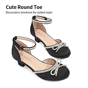 DREAM PAIRS Girls Dress Shoes Closed Toe Low Heels Ankle Strap Pumps for Toddler Little Big Kid Flower Party Wedding Princess,Size 5 Big Kid,BLACK,SDFL2318K