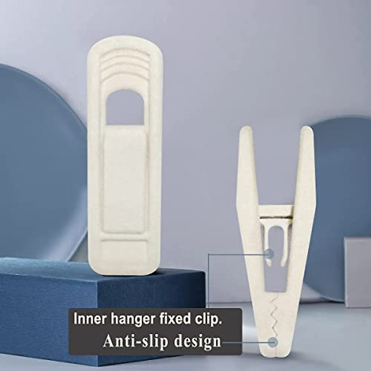TOFIIGREM Velvet Hanger Clips for Velvet Hangers - 20 PCS Beige Non-Slip Velvet Clip for Pants Suit Skirt Hanger, Strong Velvet Clips Fit for Ivory Velvet Hangers