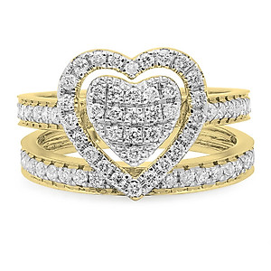 Dazzlingrock Collection 0.80 Carat (Cttw) 14K White Diamond Heart Shaped Engagement Ring Set 3/4 CT, Yellow Gold, Size 6.5