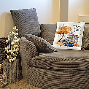 Thanksgiving Pumpkin Gnomes Decorative Throw Pillows 18x18 Girl Fall Modern Comfortable Satin Pillow Shams for Couch Sofa Bedroom Car Living Room Zippered