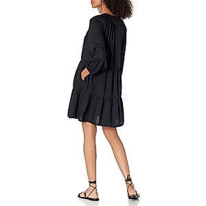The Drop Women's @caralynmirand Ruffle-Neck Tiered Mini Dress, Black, 2X, Plus Size