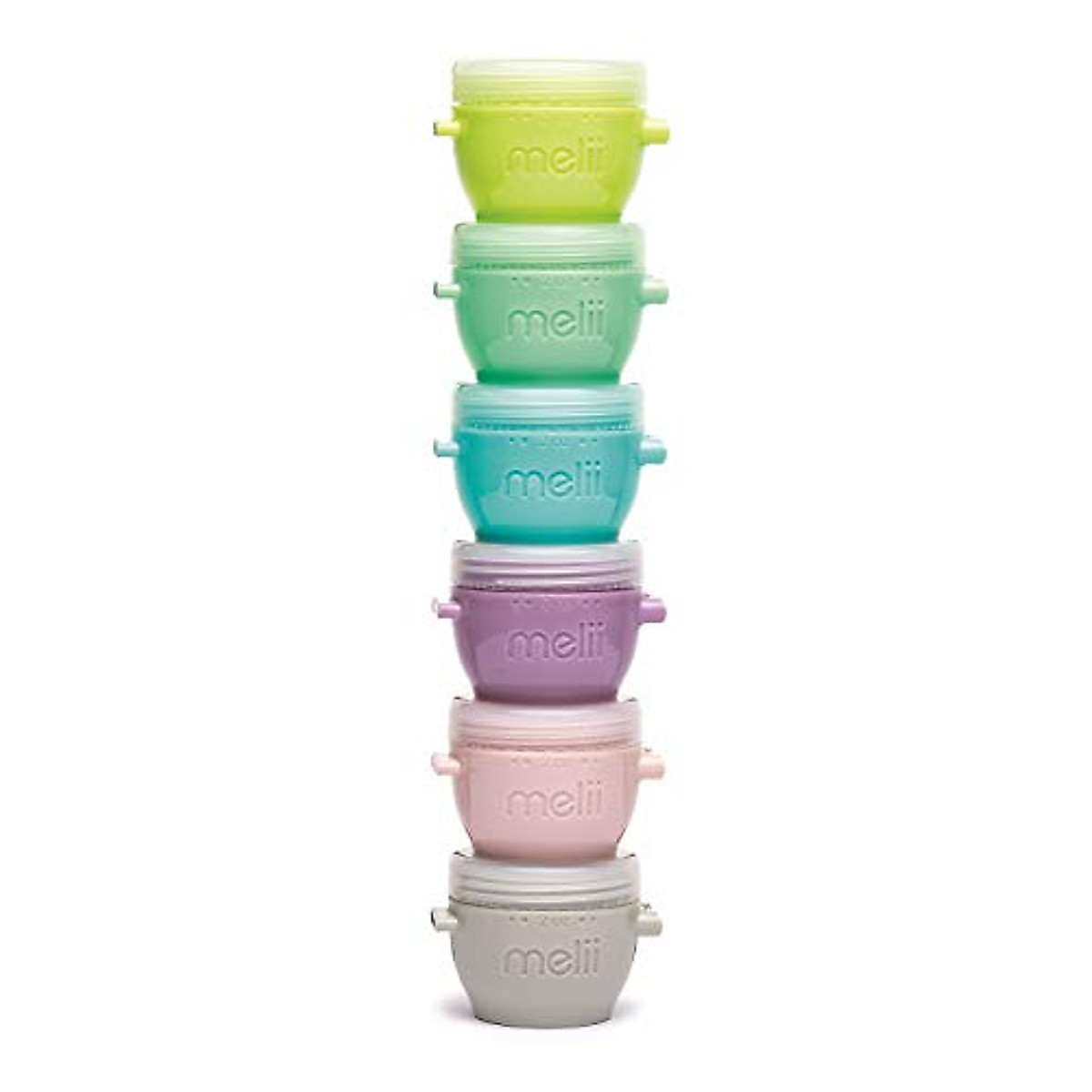 melii Snap & Go Baby Food Storage Containers with lids, Snack Containers, Freezer safe - Set of 6, 2oz