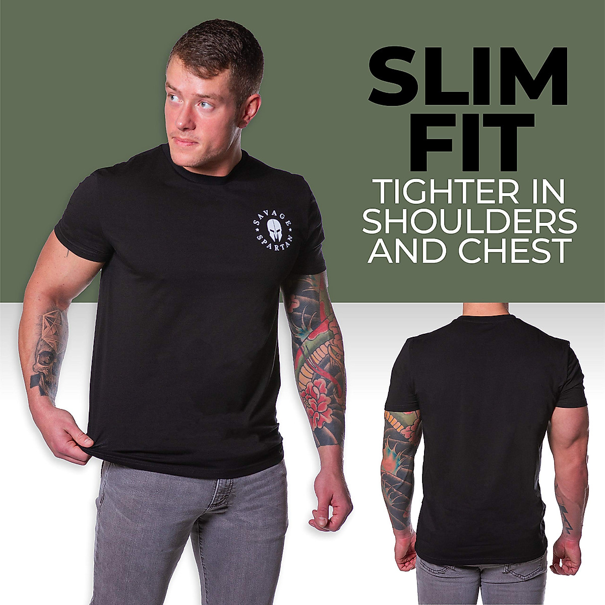 Savage Spartan Muscle T-Shirt for Men - American Warrior Helmet Athletic Fit Tee (X-Large, Black)