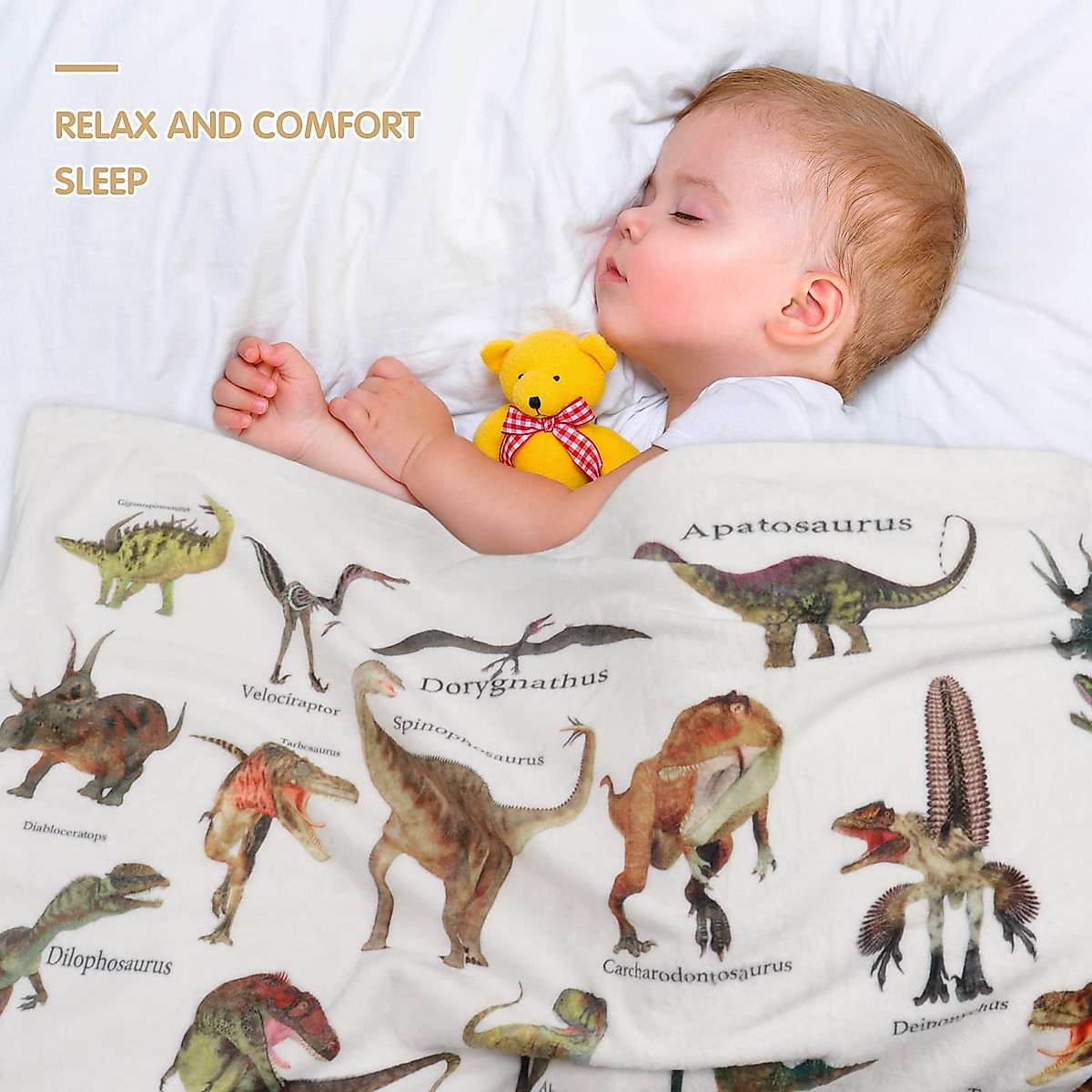 Kids Dinosaur Blanket for Boys Girls, Soft Toddler Baby Dinosaur Blanket for Boys Dinosaurs Gifts for Birthday Christmas, Lightweight Flannel Dino Blanket for Crib Nursery Bedding (Dino,40"x50")