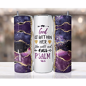 God is Within Her Psalm 46:5 Tumbler Sublimation Transfer, Ready to Press, 20 oz Straight Tumbler, Psalms Christian Transfer for Tumbler