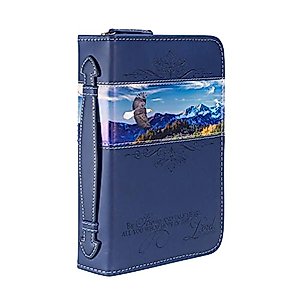 Flying Eagle Be Strong Take Heart Navy Blue X-Large Faux Leather Bible Cover