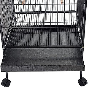 Talis 58” Large Bird Cage with Rolling Stand – Wrought Iron Birdcage for Cockatiels, Parrots, Parakeets, Conures – with 360° Swiveling Coasters, Easy to Clean, Super Strong, Sturdy and Durable