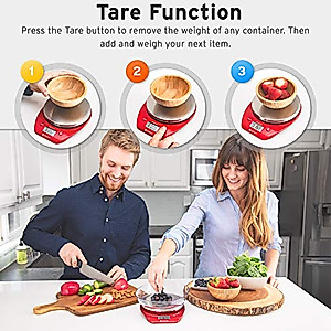 Etekcity Food Kitchen Scale, Digital Weight Grams and Oz for Cooking, Baking, Meal Prep, and Diet, 11lb/5kg, Red