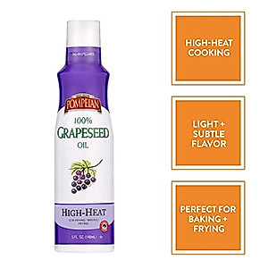 Pompeian 100% Grapeseed Oil Non-Stick Cooking Spray, Perfect for Stir-Frying, Grilling and Sauteing, Naturally Gluten Free, Non-GMO, No Propellants, 5 FL. OZ., Single Bottle