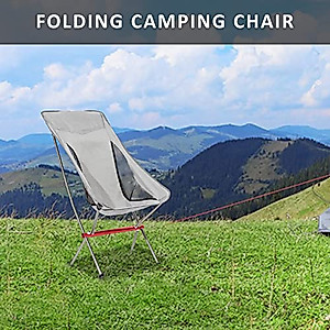 QSWRD Camping Chair for Adults Portable Camp Chair for Beach, Hiking, Picnic, Travel, Outdoor Activities, High Backrest and Aircraft-Grade All Aluminum Lightweight Camping Chairs Support 330LBS, Grey