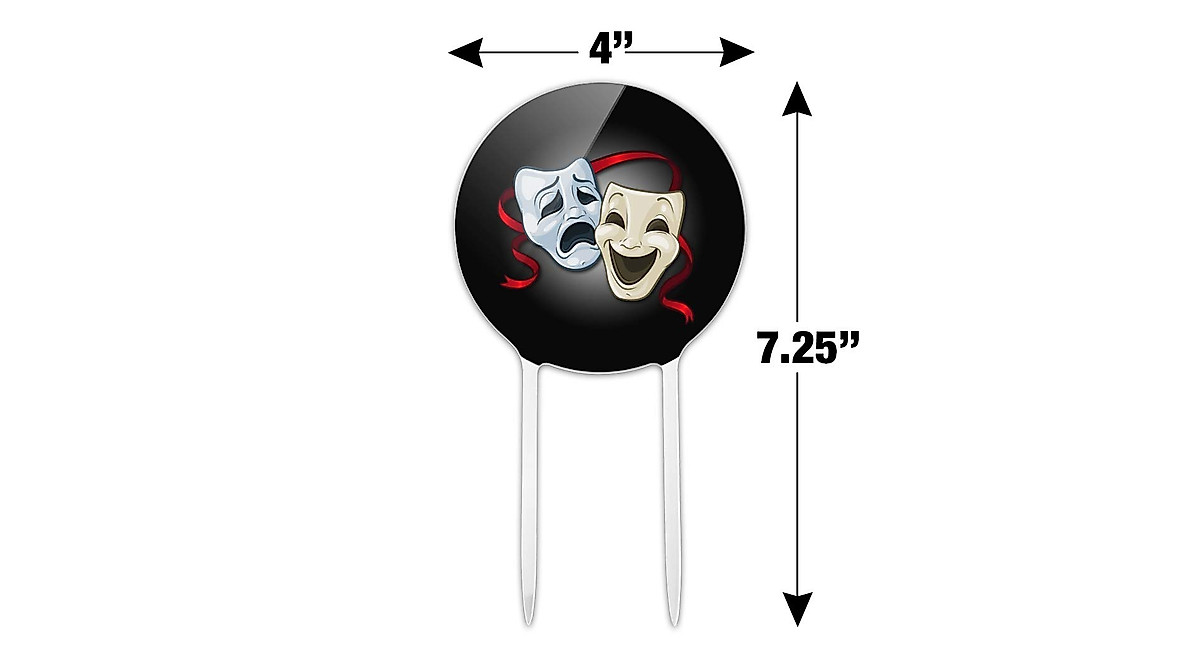 Theater Cake Topper - Drama Comedy Tragedy Masks for Celebrations