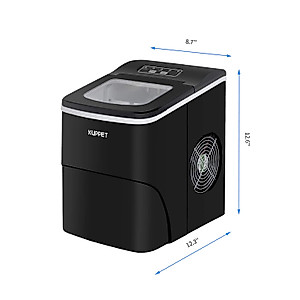 KUPPET Ice Maker Machine for Countertop, Portable Ice Cube Makers, Make 26 lbs ice in 24 hrs,Ice Cube Rready in 6-8 Mins with Ice Scoop and Basket for Home/Office/Bar (Black)
