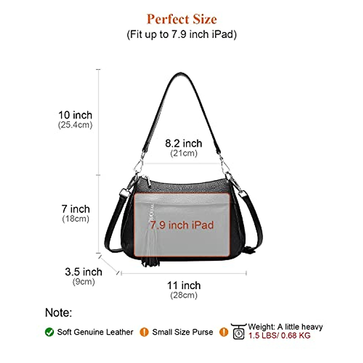 Over Earth Genuine Leather Handbags for Women Crossbody Purse Ladies Small Hobo Shoulder Bag(O111-2E Black)