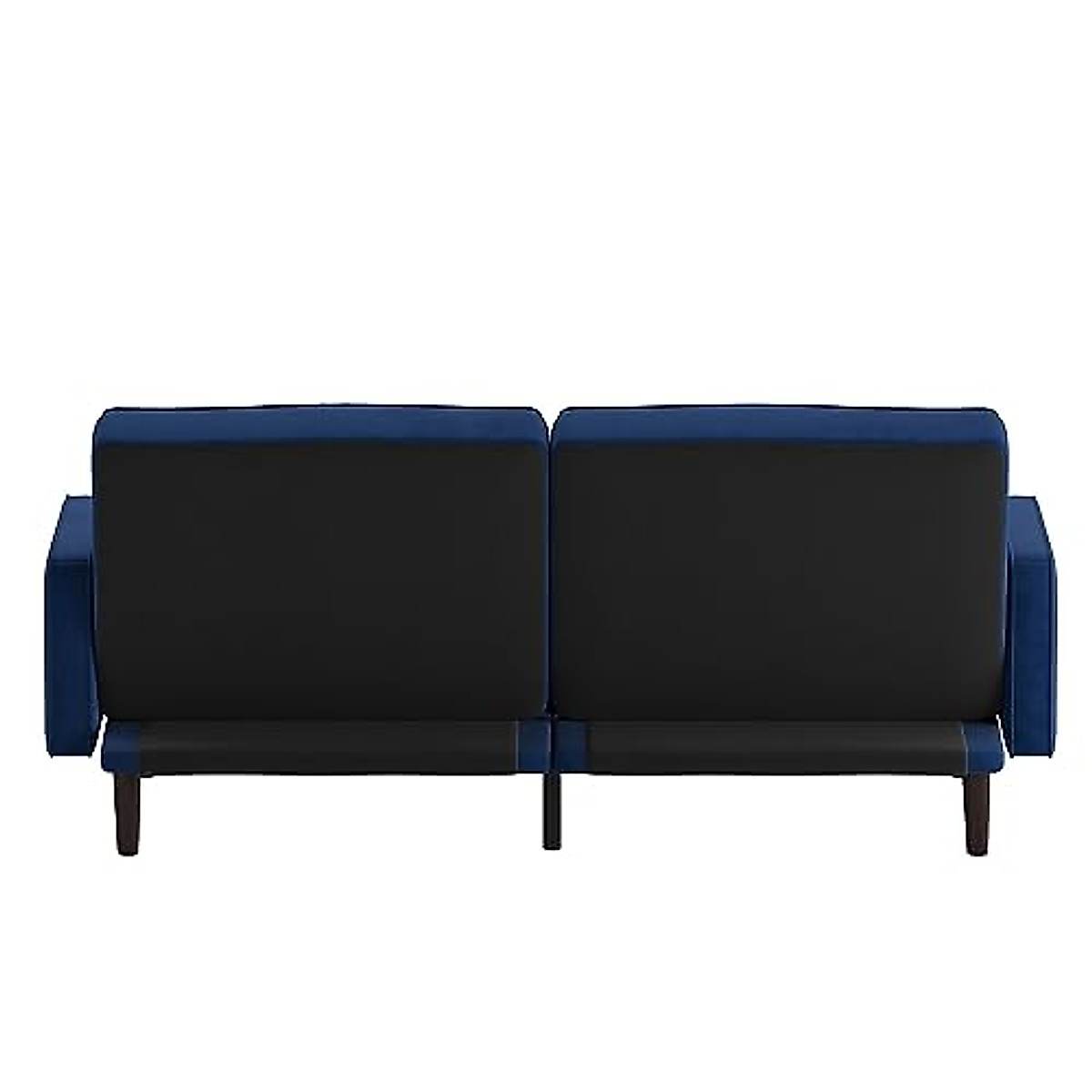 Flash Furniture Carter Premium Tufted Split Back Sofa Futon -Navy Velvet Upholstery - Solid Wood Legs - Convertible Sleeper Couch for Small Spaces