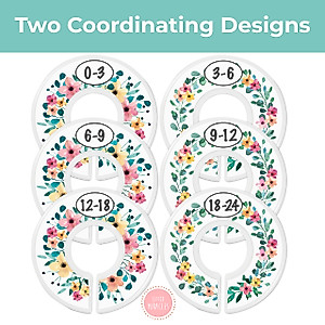 Baby Closet Size Dividers - Rustic Floral Nursery Closet Dividers for Baby Clothes - Dividers by Month for Baby Girl Nursery Decor - Flower Baby Closet Dividers for Clothing Racks - [Rustic Floral]